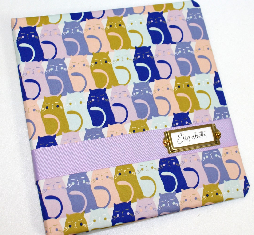 Personalized Binder, Custom 3 Ring Binder, Cat Fabric Covered Binder ...