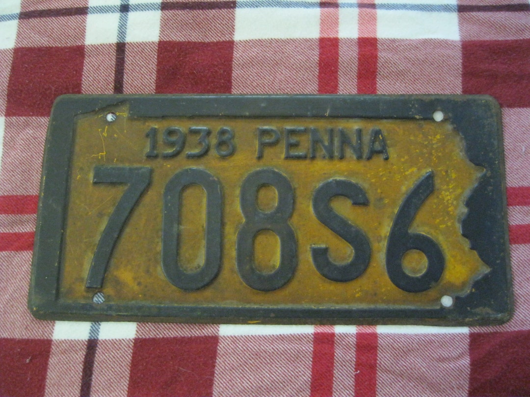 Antique License Plate-vintage Car Plate-1938 PA Plate-1938 License ...