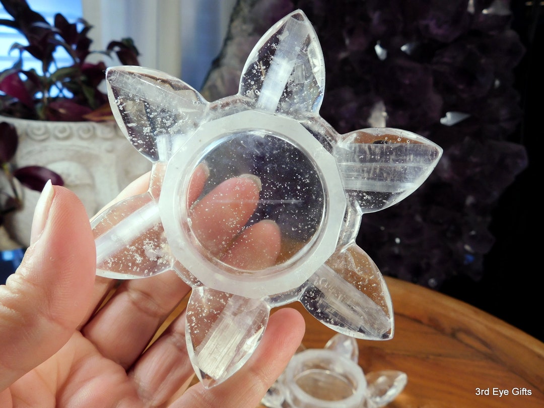 Clear Lotus Flower With Selenite to Clear Negative Energy - Etsy