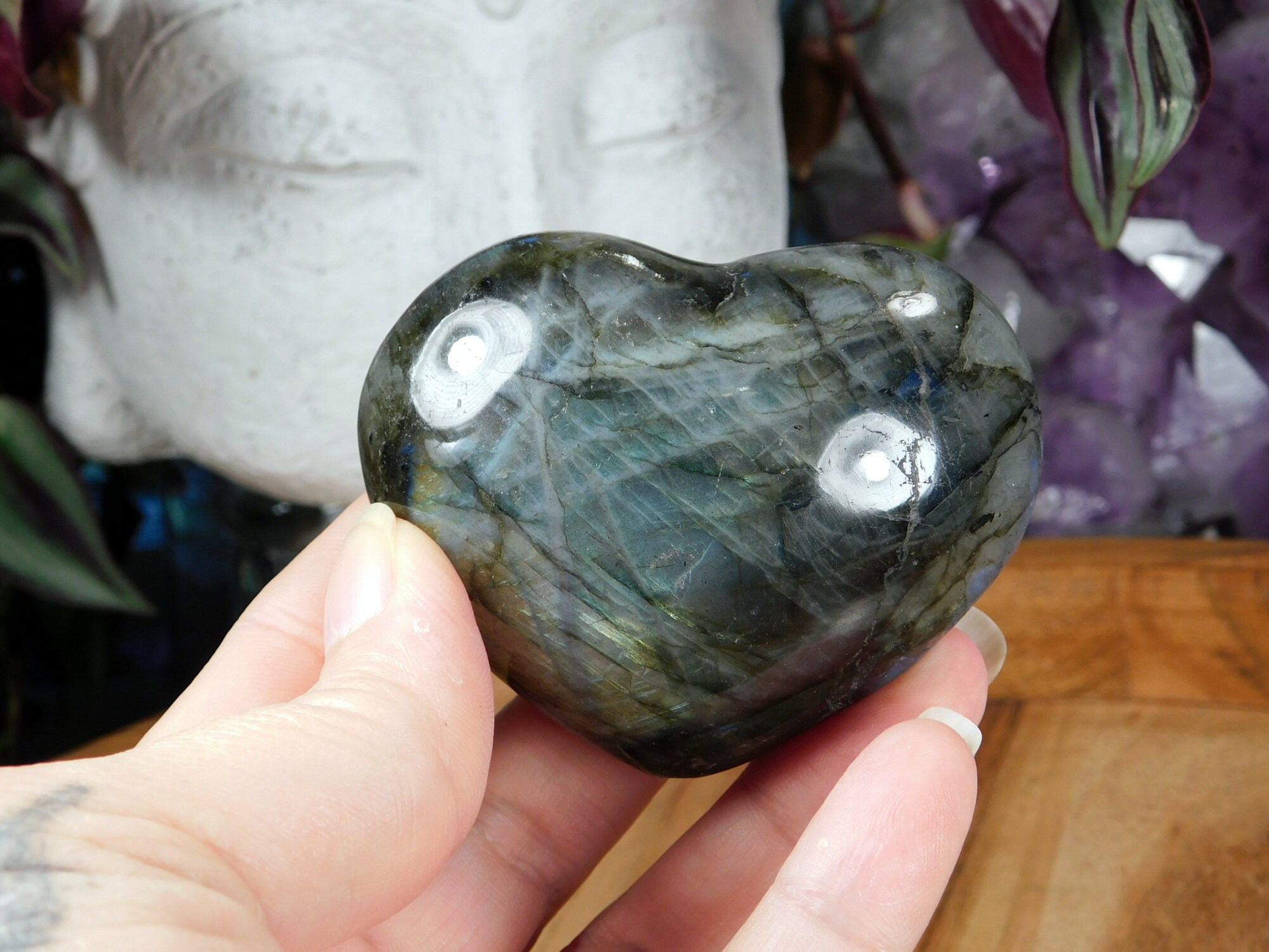 Flashy Labradorite Heart Shaped Scrying Stone Flashy Blue | Etsy