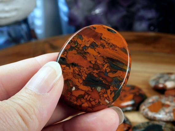Brecciated Jasper Worry Stone Protection Crystal Healing Red | Etsy