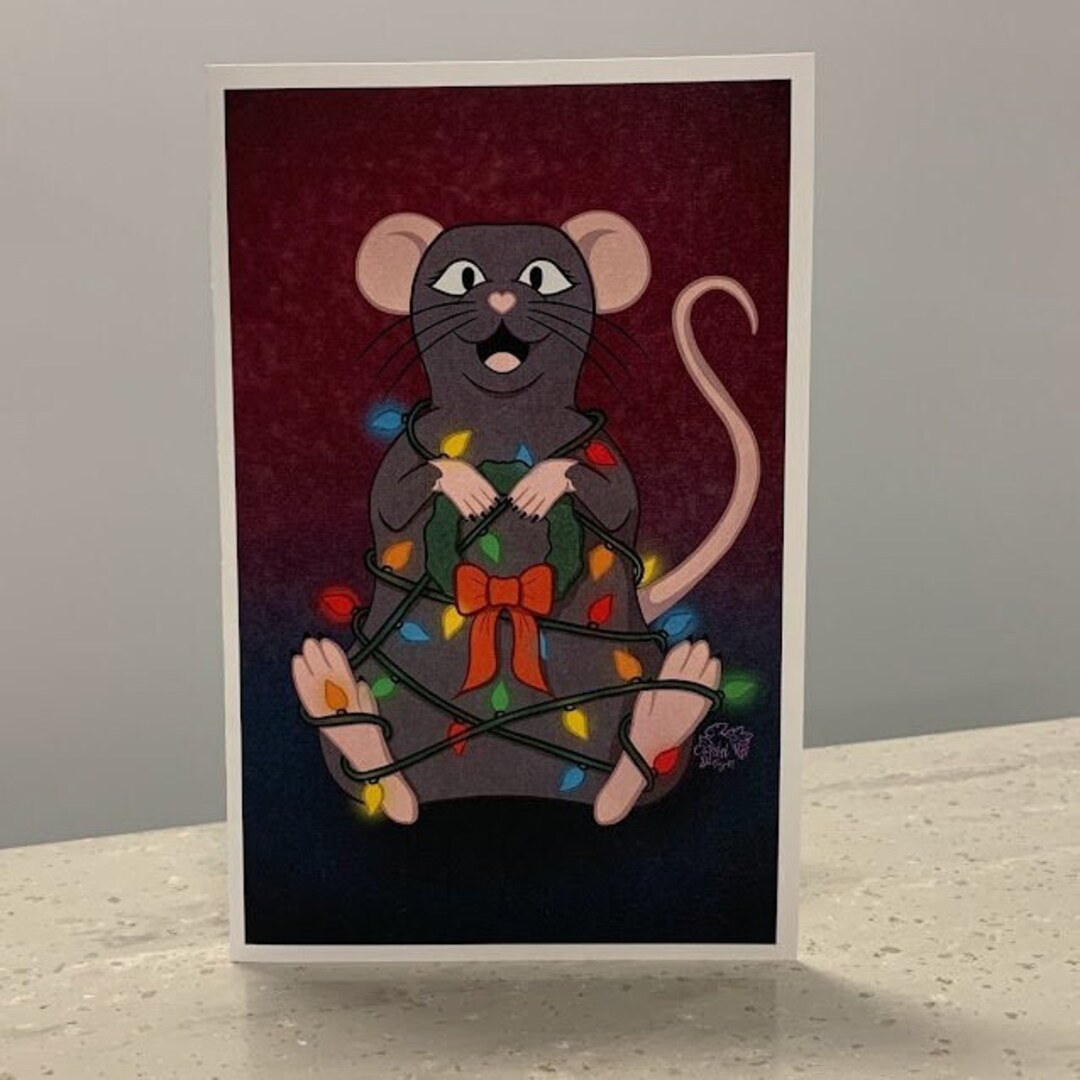 Christmas Rat Printable Card - Etsy