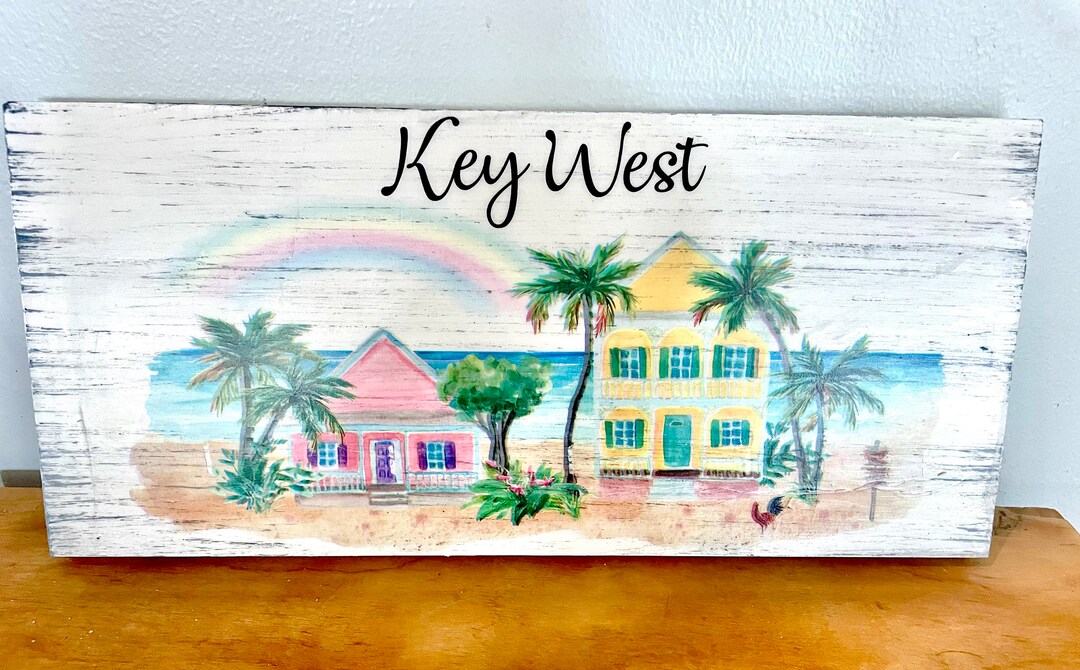 Key West Wood Sign 12"x5.5" - Etsy