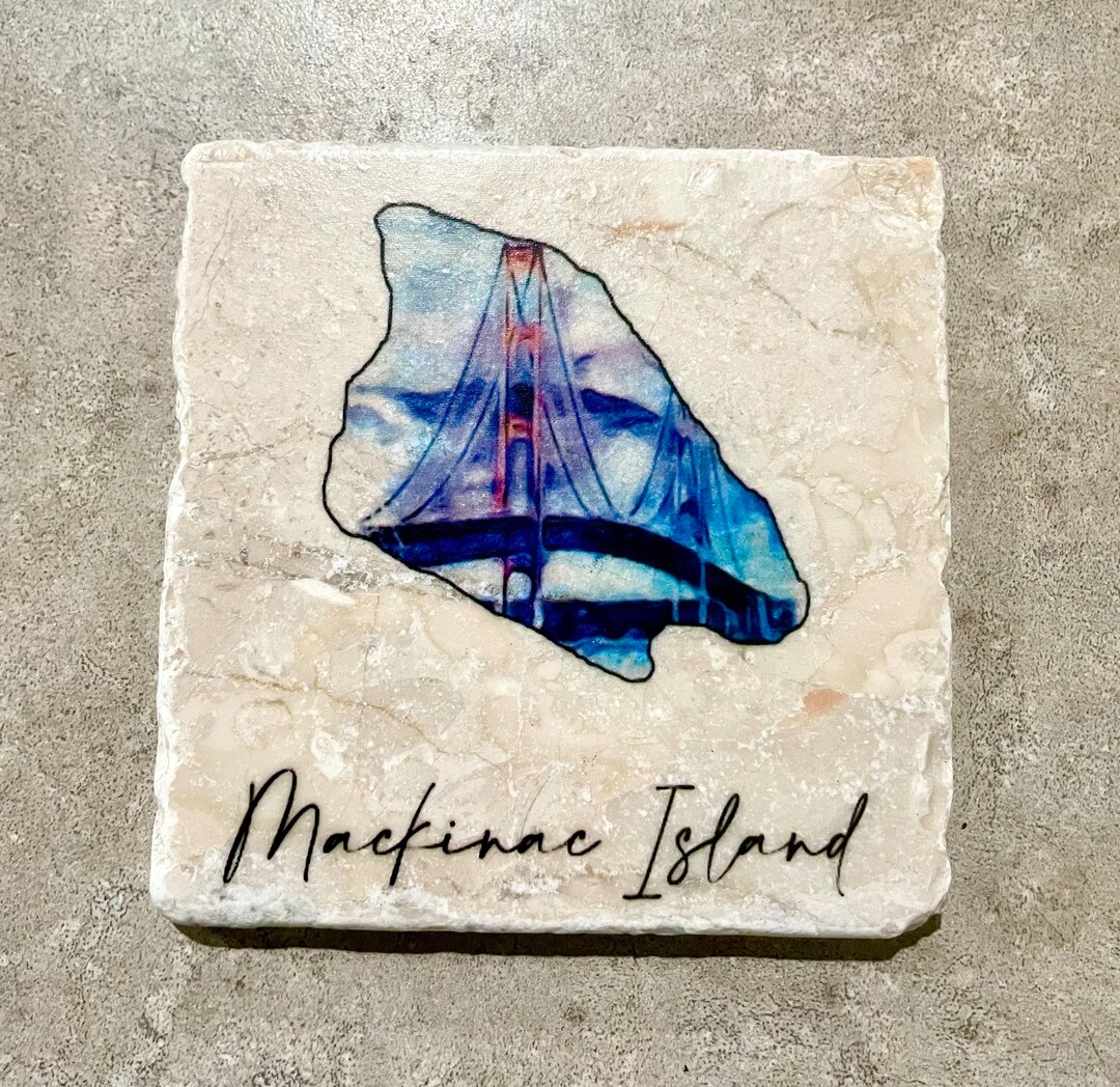 MACKINAC Island, 4x4 Tumbled Tile Coaster. - Etsy