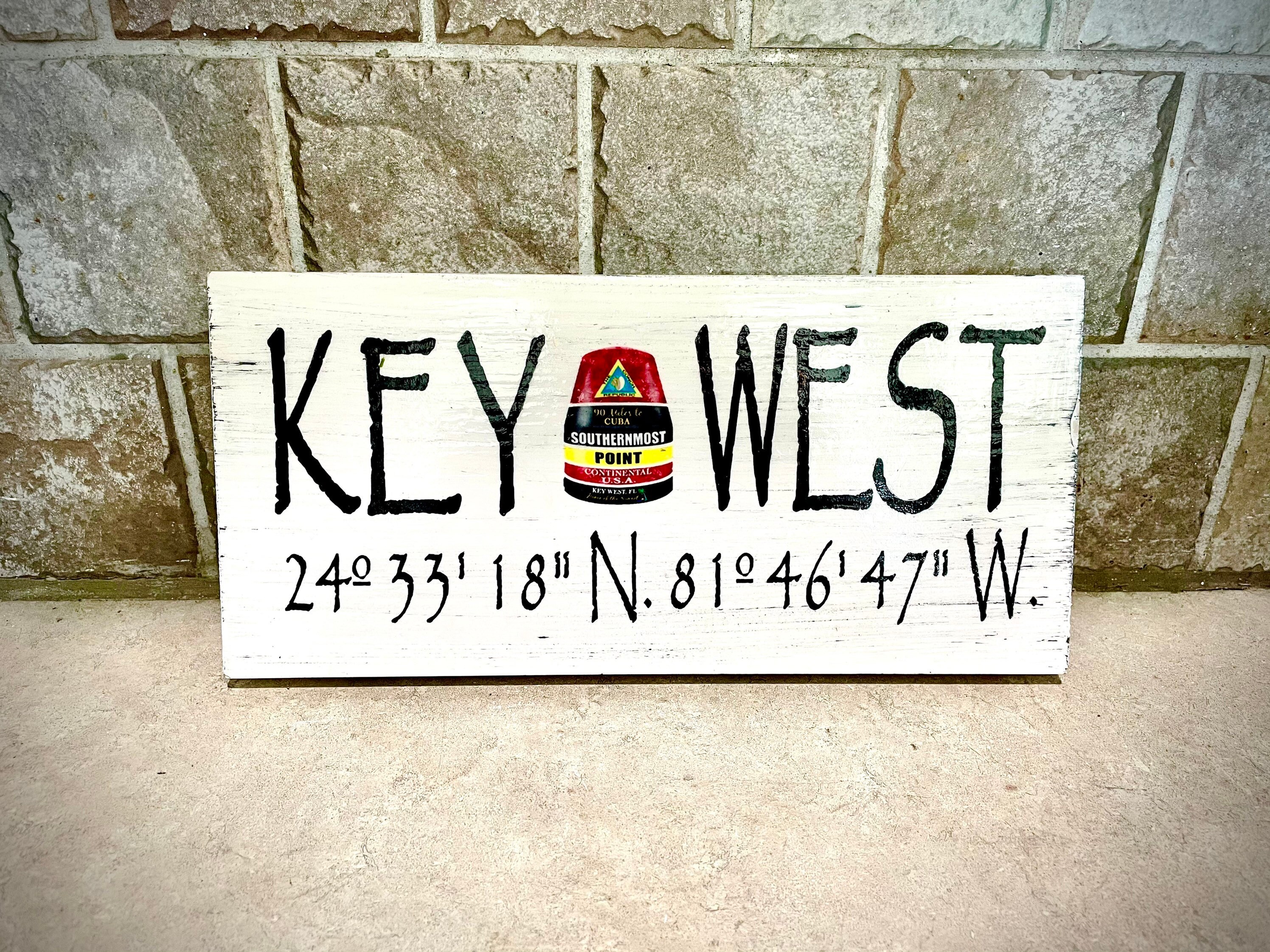 Key west wood sign with coordinates southernmost point. | Etsy