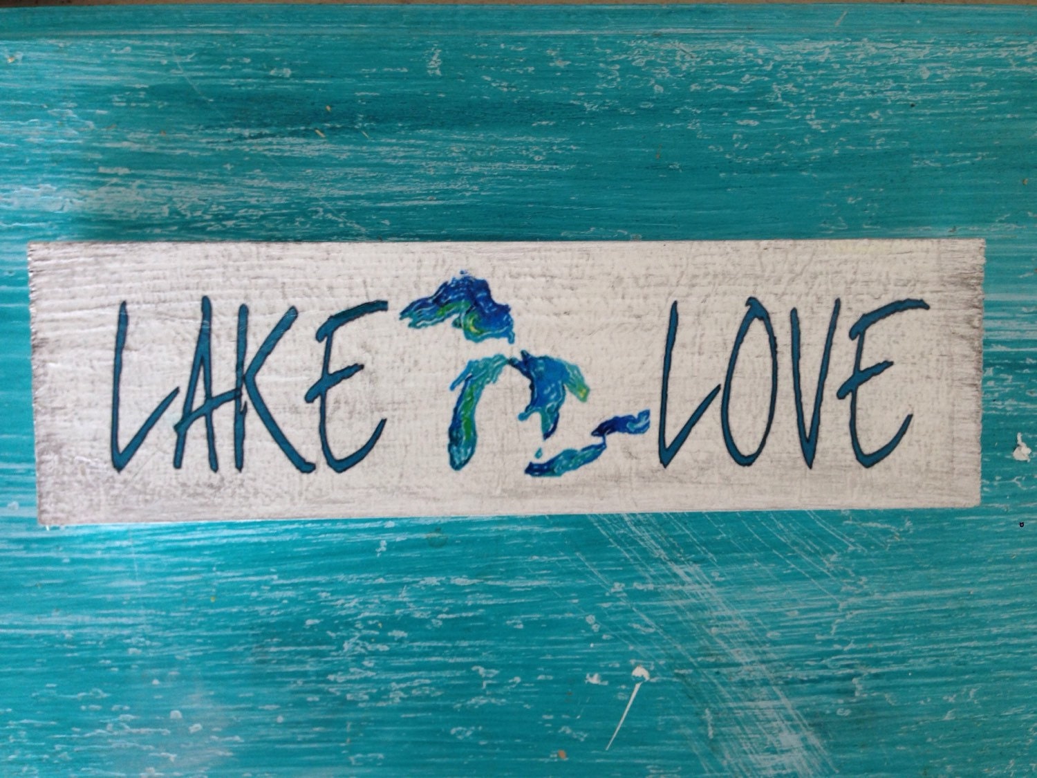 Michigan Lake Love Wood Sign 12x3.5 - Etsy