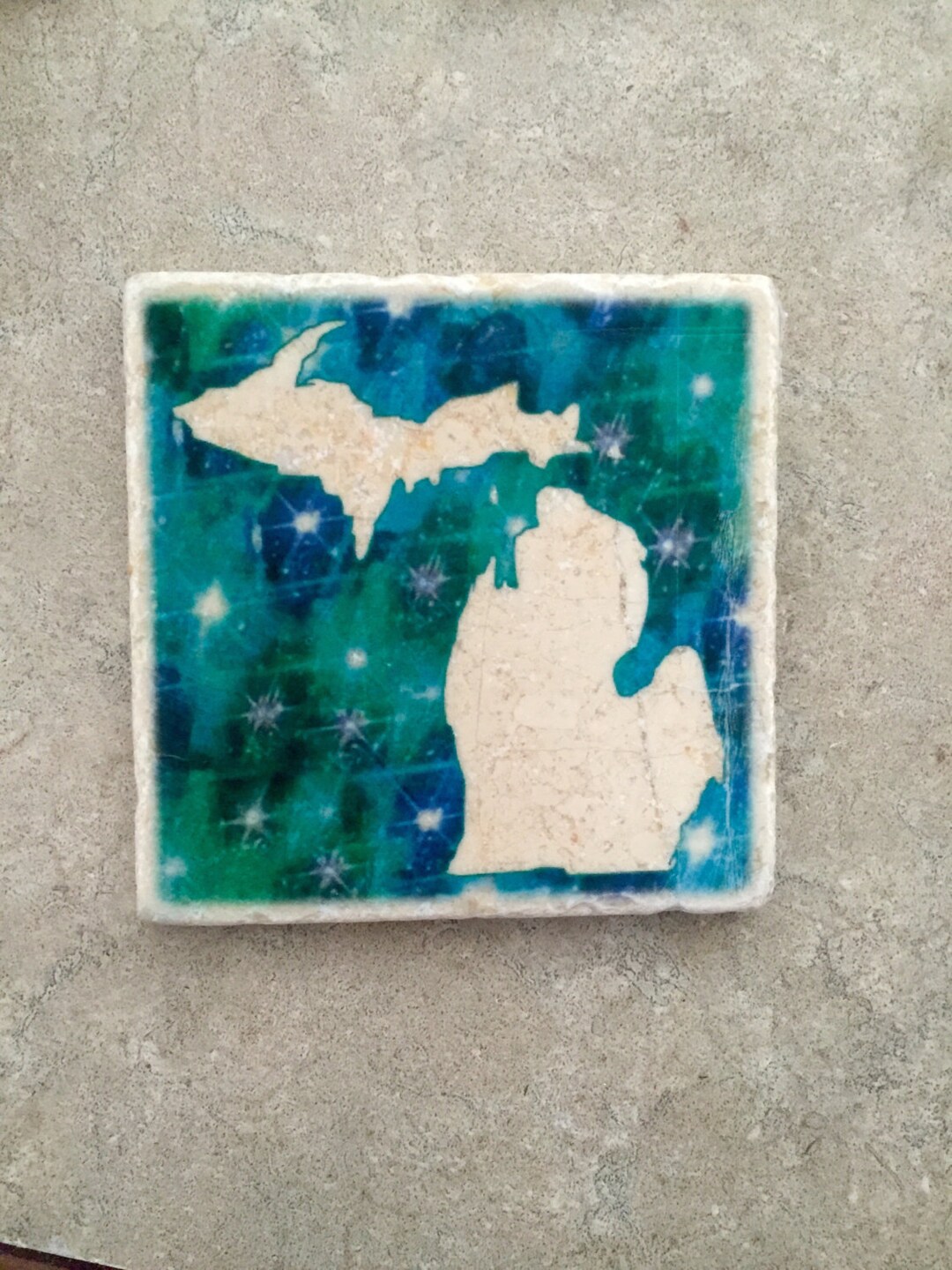 Set of 4 Tumbled Tile Michigan Coasters With Cork Backing. - Etsy