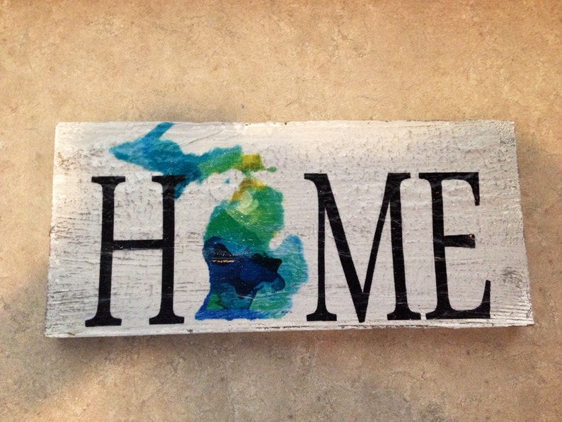Michigan Home Wood Sign 12x5. - Etsy