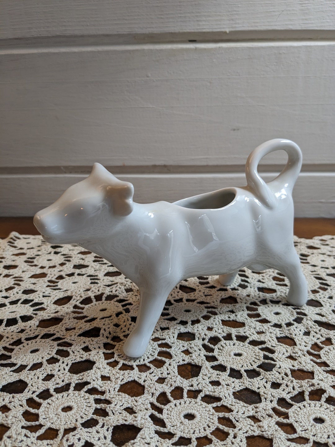 Vintage Apilco French Cow Creamer / White Porcelain Made in France ...