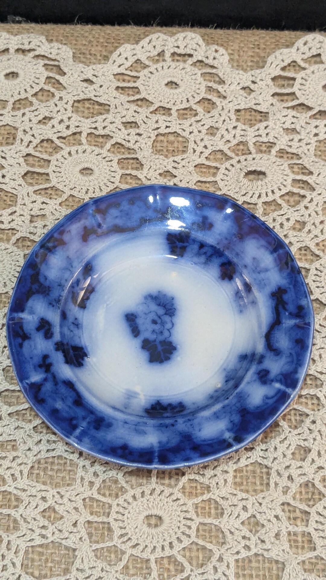 Antique Flow Blue 4" Butter Pat / English Blue Transferware / Samuel ...