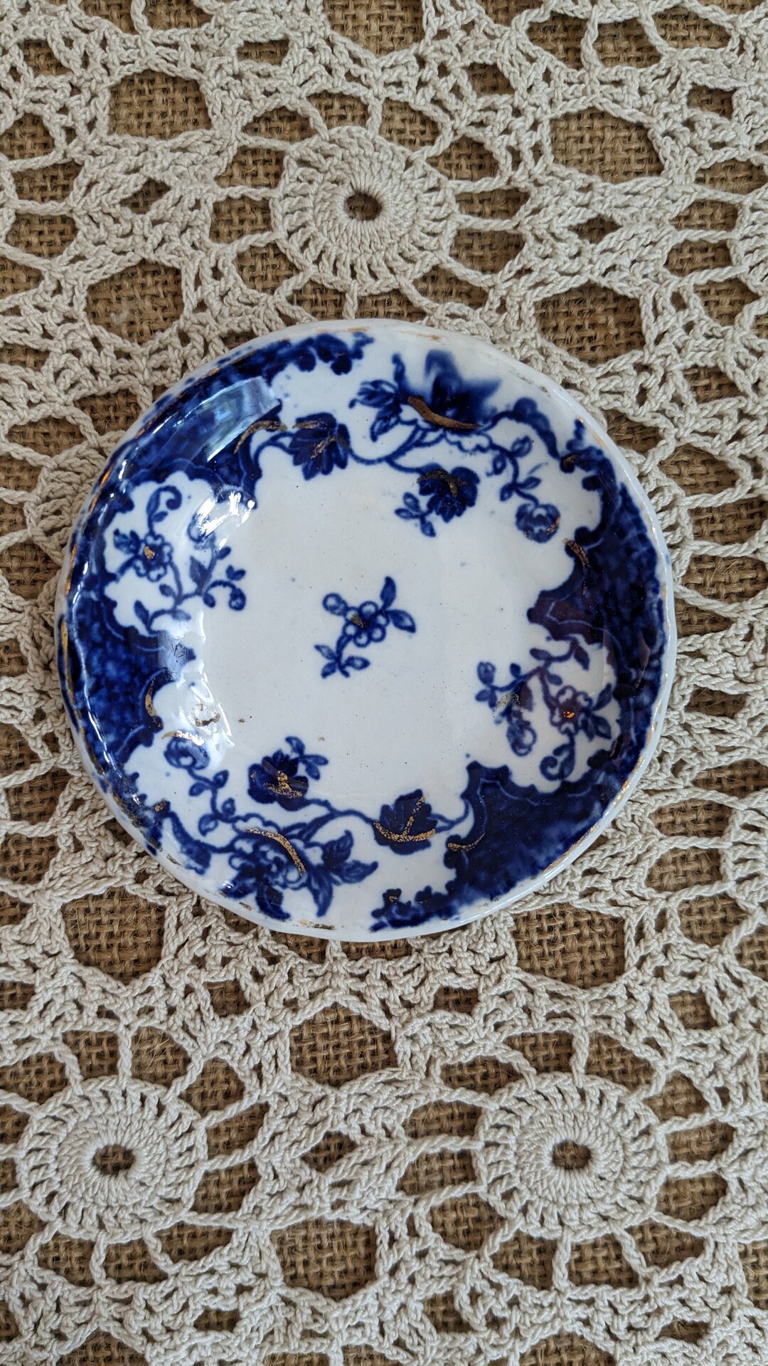 Antique 1800's Flow Blue Butter Pat / J G Meakin Sevres Pattern Hanley ...
