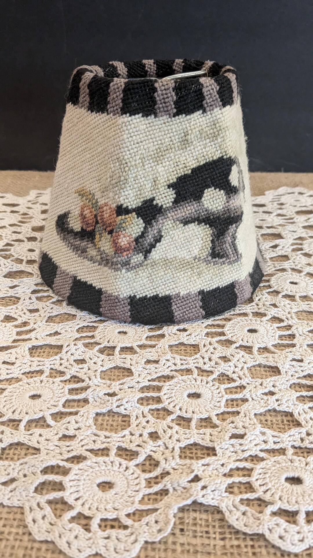 Vintage Handmade Needlepoint Shoe Lamp Shade / Farmhouse Decor / French ...