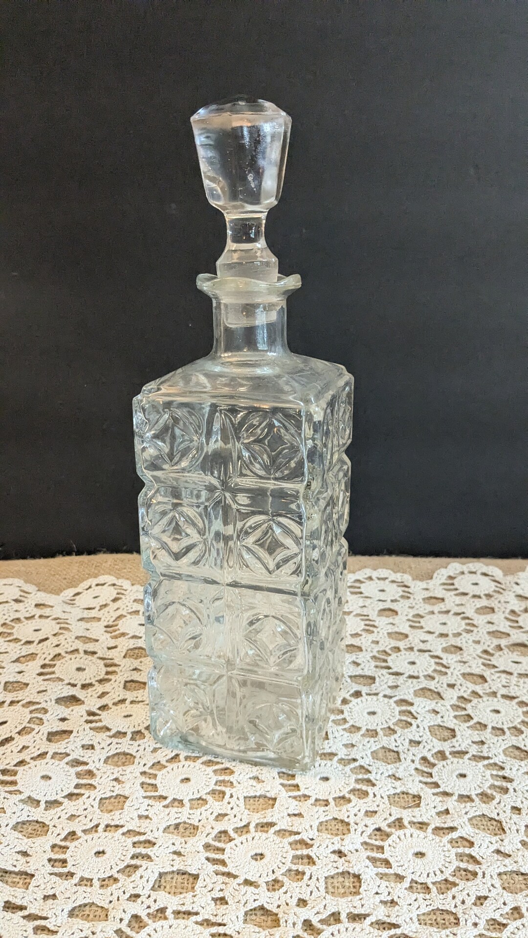 Vintage Heavy Glass Liquor Decanter / Barware Decanter / Glass Jar ...