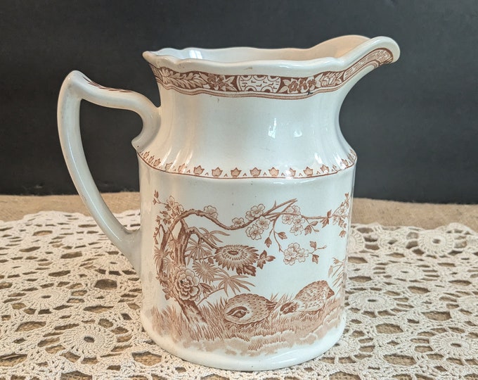 Antique Furnivals Quail Pitcher/ Jug / Brown Transferware / English ...