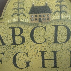 Large Primitive Colonial Wooden Alphabet Sign / 15" X 10" Early ...