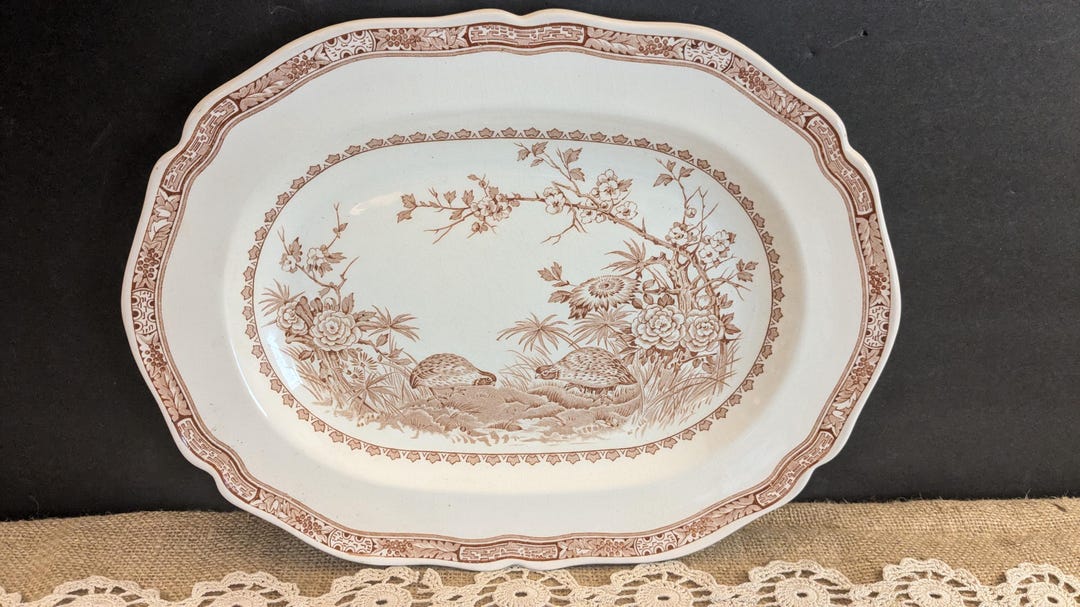 Antique Furnivals Quail Platter/ Brown Transferware / English ...