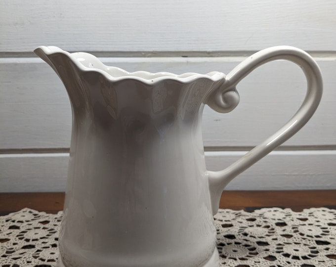 Vintage Creamy White Farmhouse Pitcher / Country Cottage Decor / Harry ...