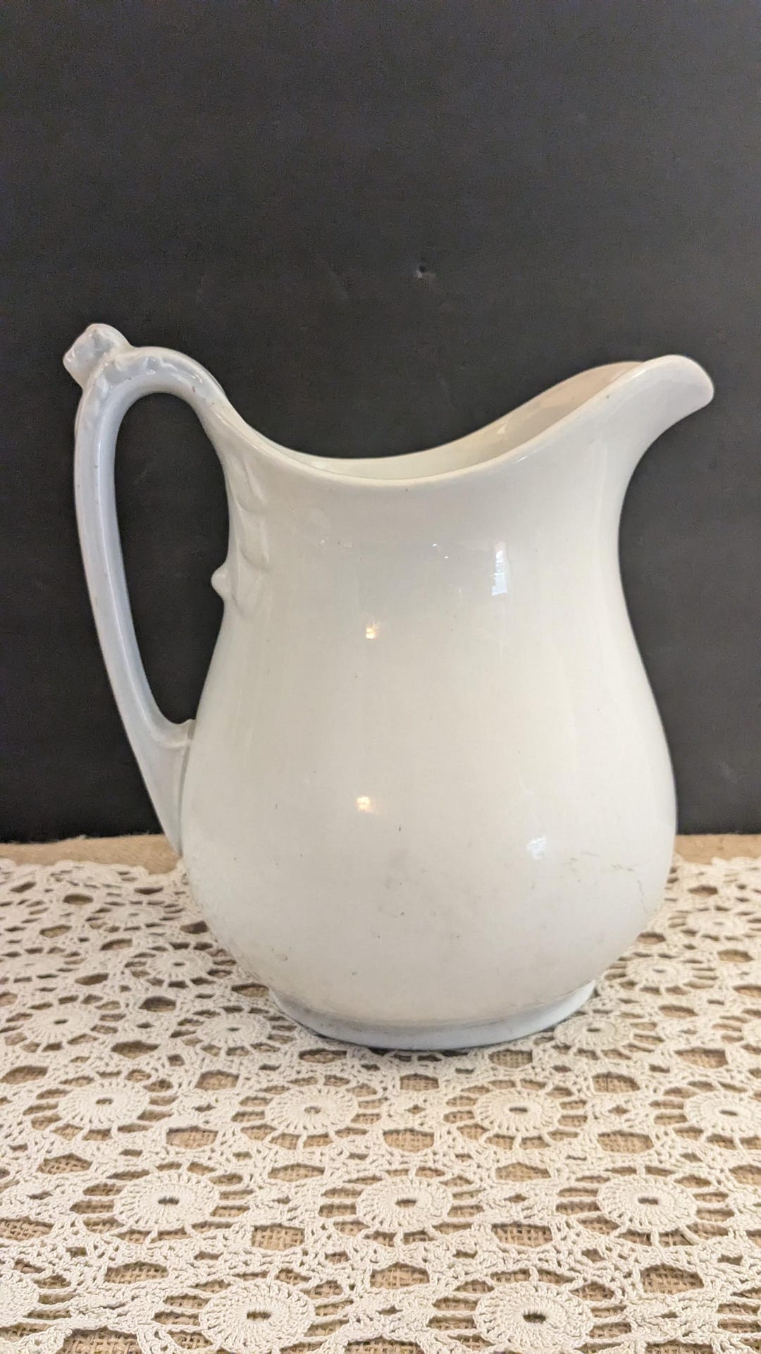 Antique Old White Ironstone 9" Large Pitcher / Circa Late 1800s / John ...