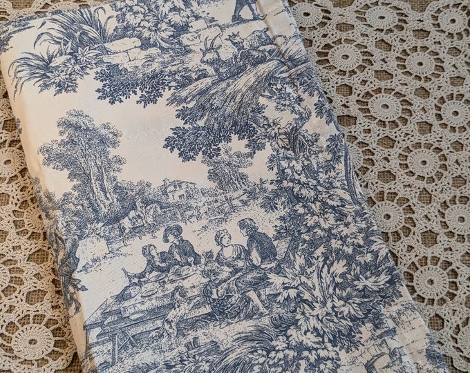 Blue Toile Floral and Country Scene Valance / Farmhouse Decor / 13 1/2 ...