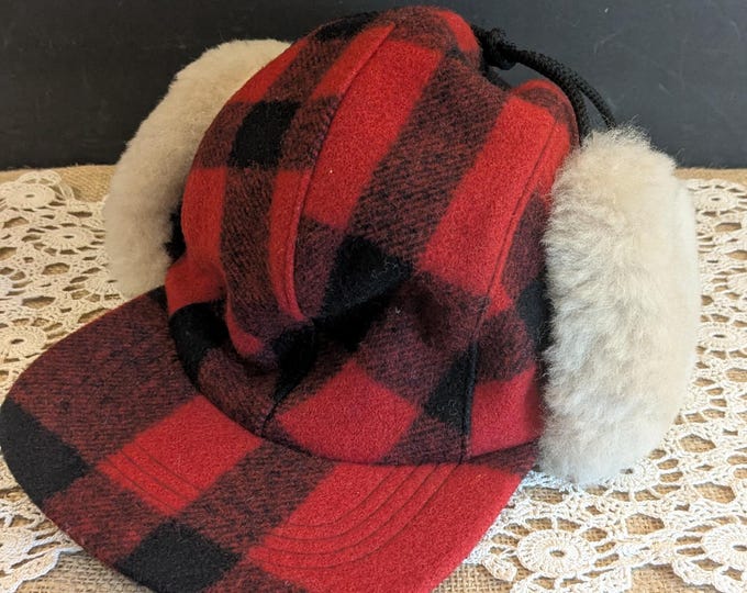 Vintage Authentic Wool Filson Mens Winter Hat / Red and Black Buffalo ...