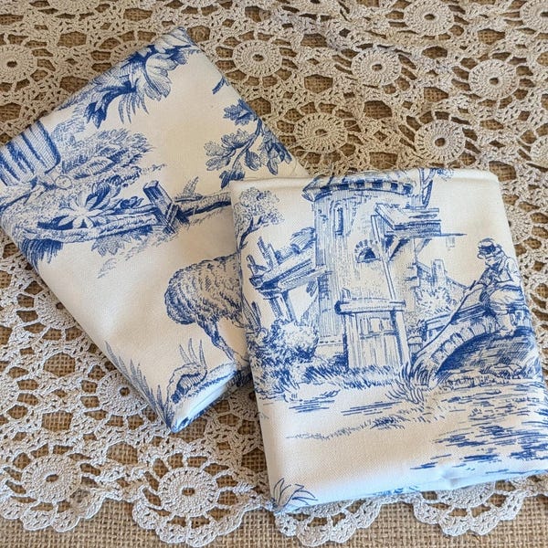 Blue Toile Fabric - Etsy