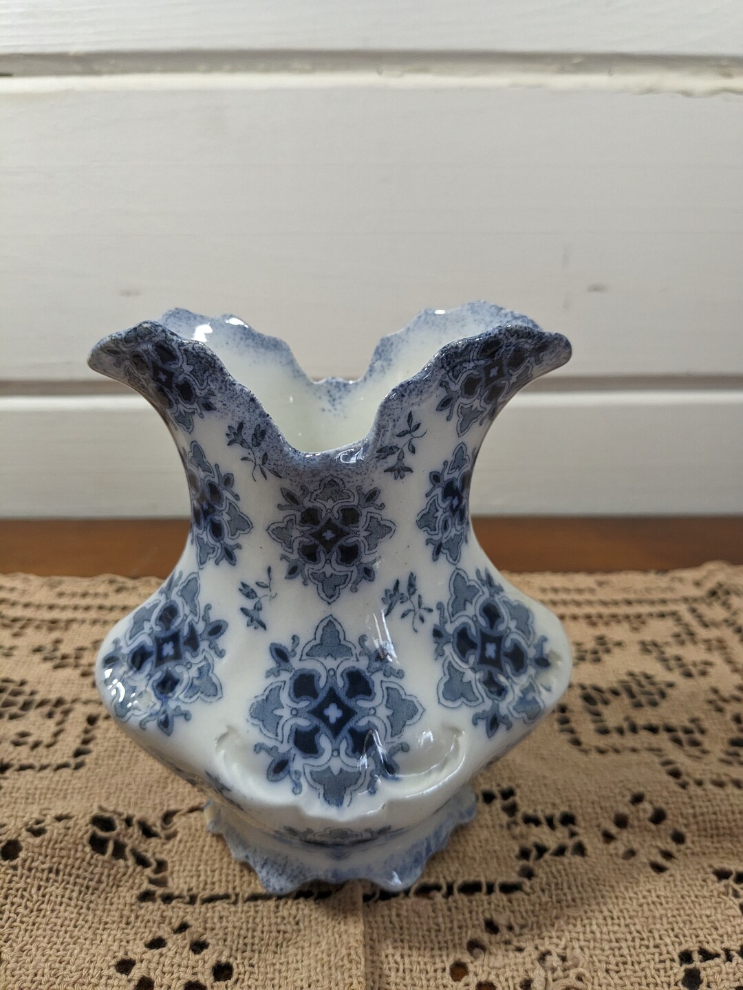 Victorian Blue Transferware Ironstone Vase / Grindley Syrian - Etsy