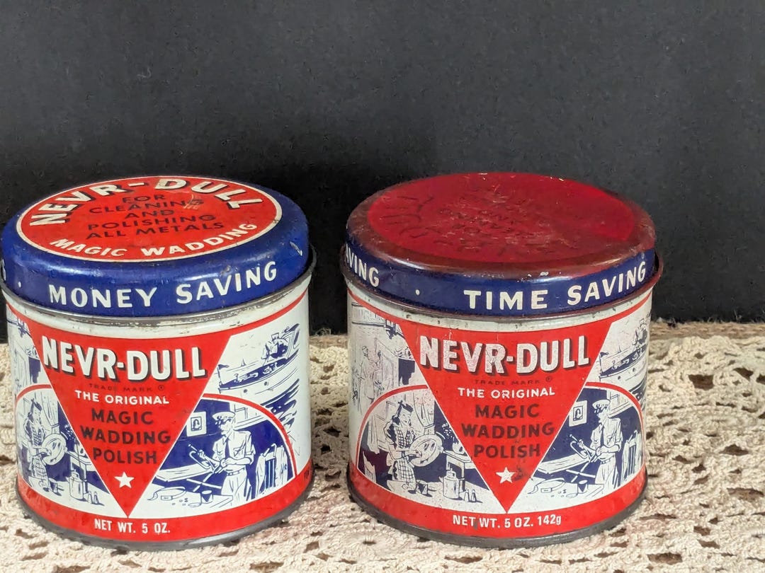 Pair of Vintage 1941 NEVR-DULL Canister: Original Wadding Polish - Etsy