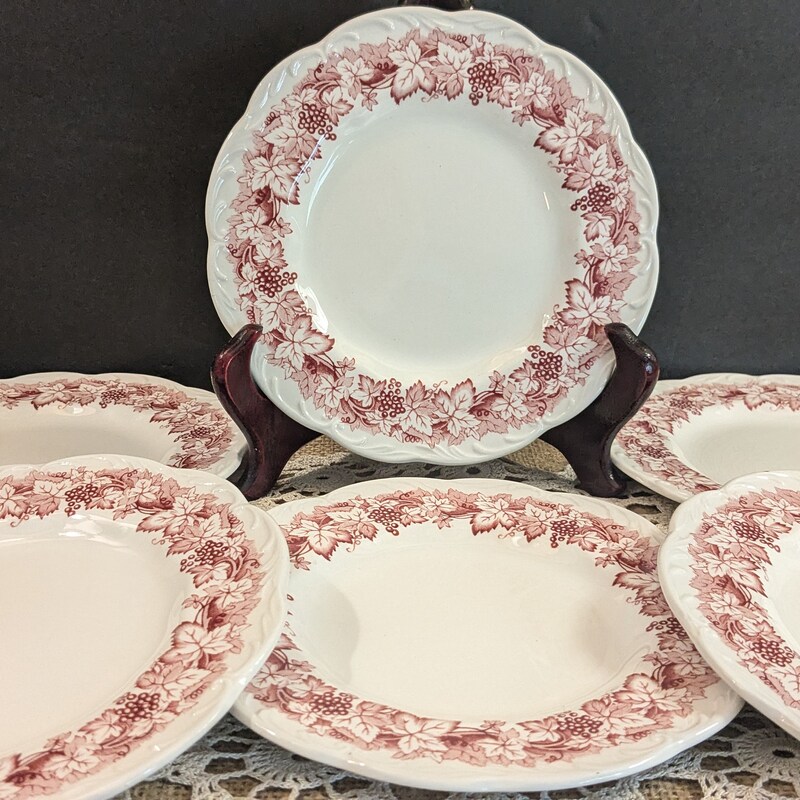 Red Transferware Plates - Etsy