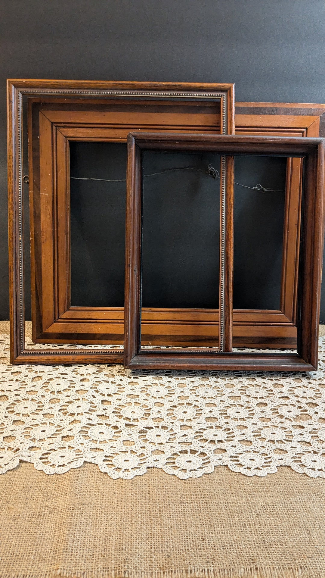 Antique Set of 3 Mix Match Wooden Frames / Collectible Frames / Wall ...