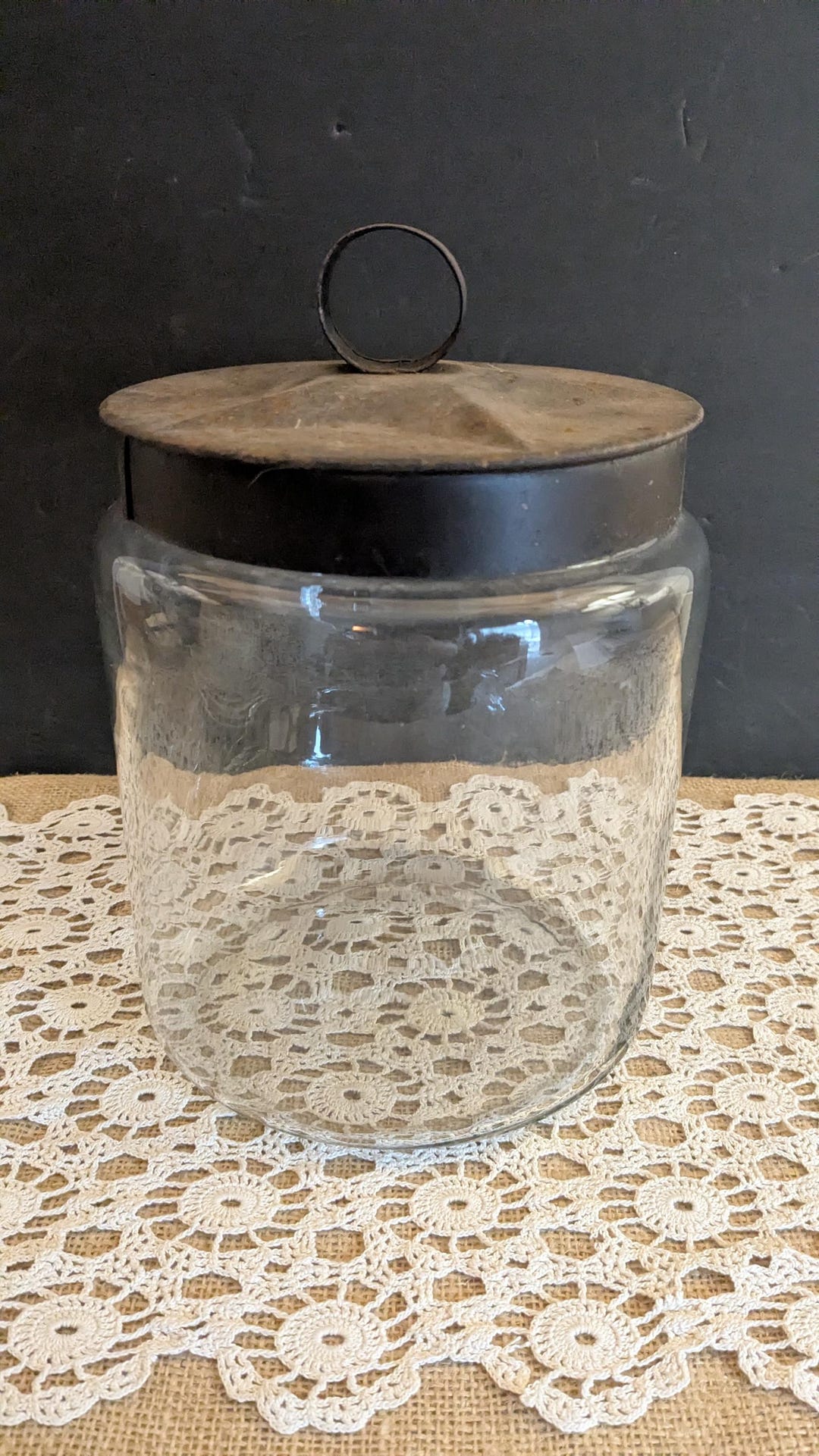 Vintage Large Glass Store Counter Jar / Cookie Jar / Sugar, Flour, Tea ...