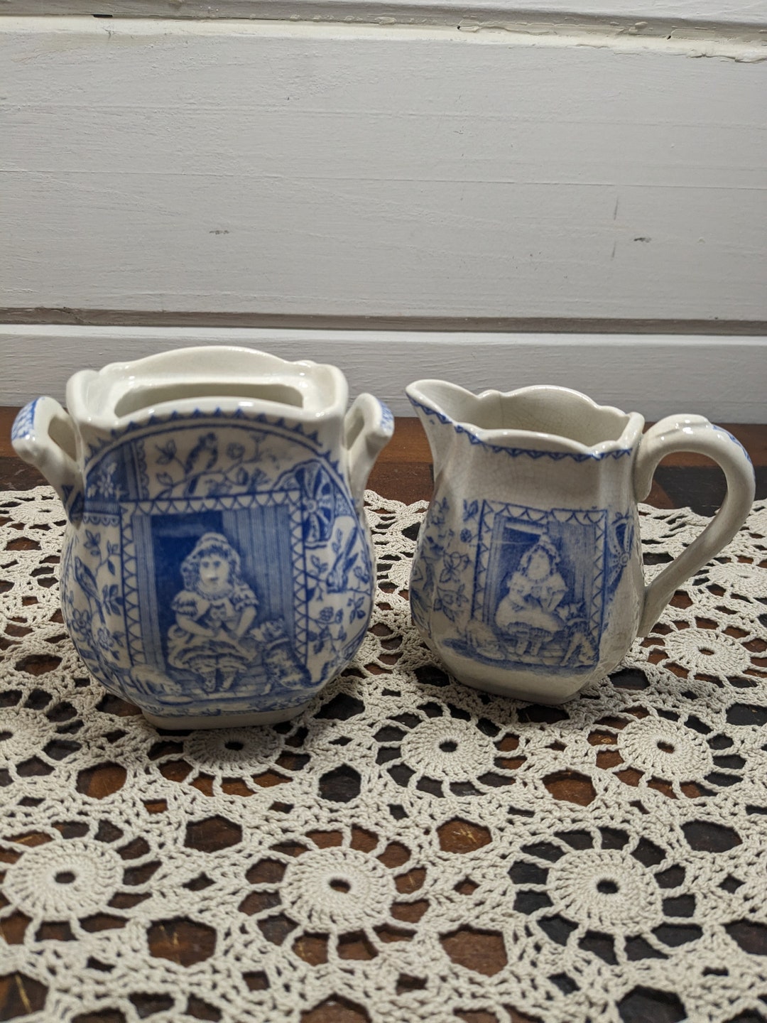 Antique RARE Blue and White Staffordshire Childrens Transferware ...