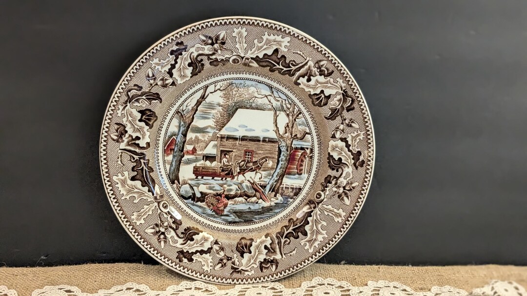 RARE Vintage Johnson Brothers Thanksgiving Dinner Plate / turkey Frozen Up / Historic American ...