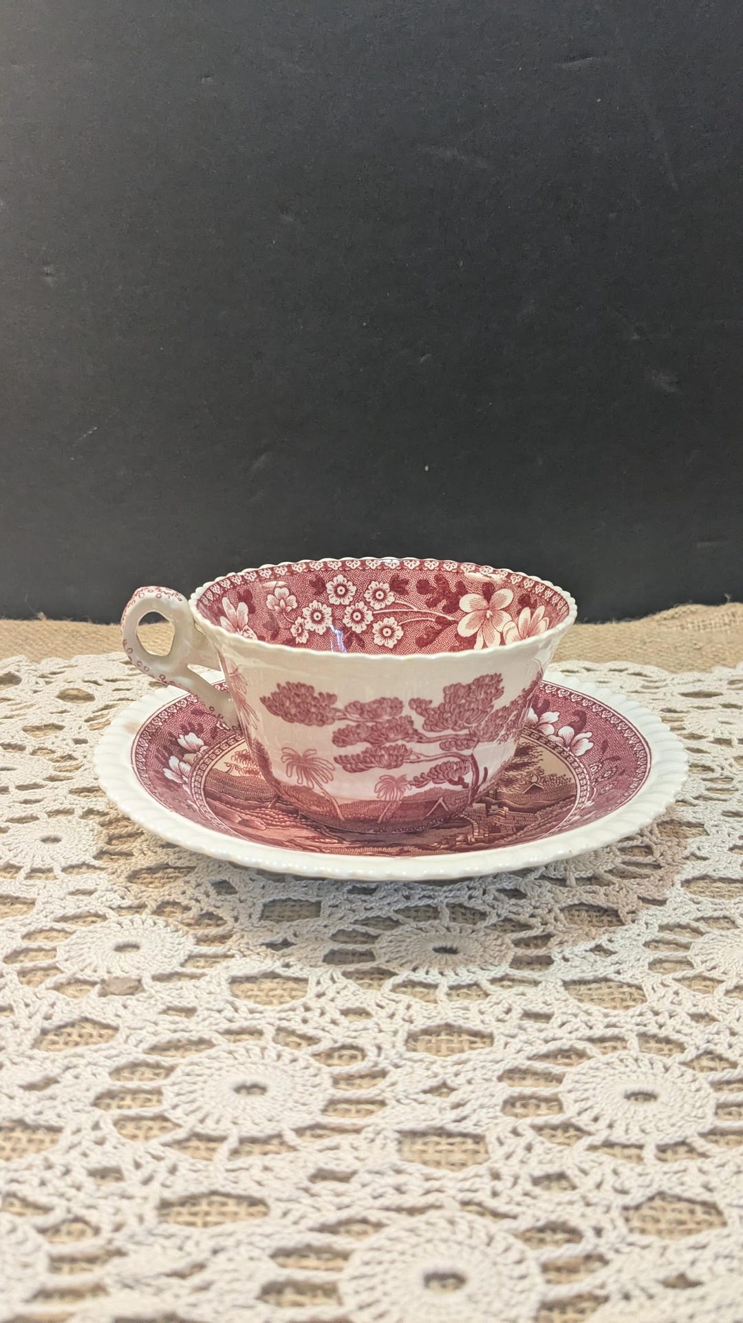 Copeland Spode Tower Tea Cup and Saucer / Spode Red Floral / Red ...