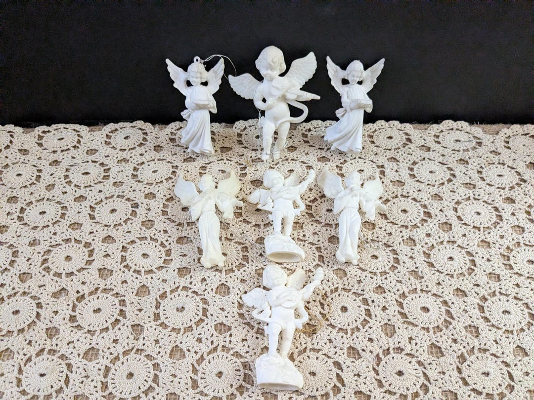 Vintage White Plastic Christmas Angel Ornaments - Set of 7 - Etsy