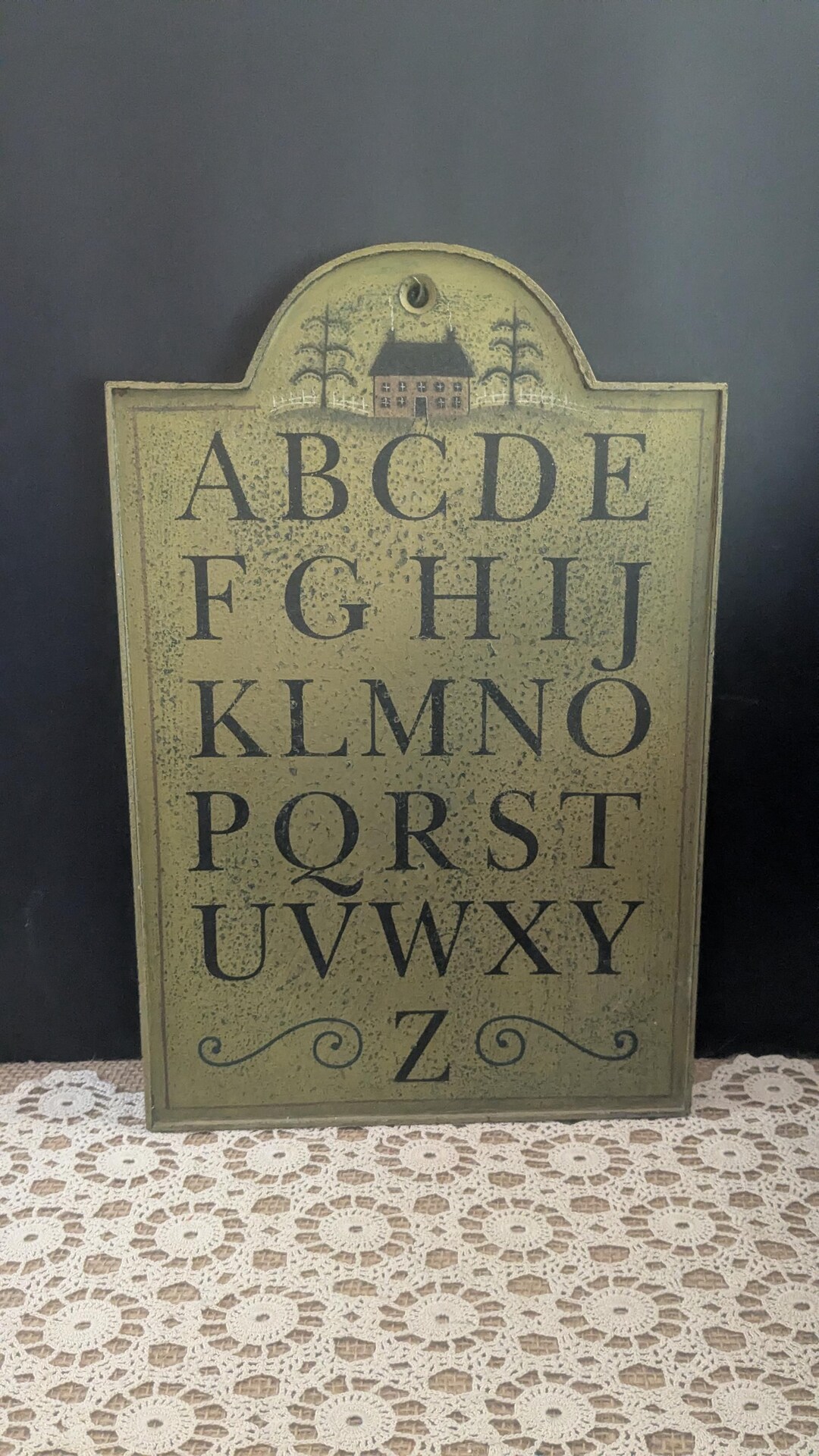 Large Primitive Colonial Wooden Alphabet Sign / 15" X 10" Early ...