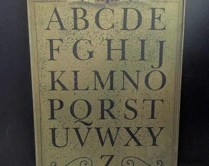 Large Primitive Colonial Wooden Alphabet Sign / 15" X 10" Early ...