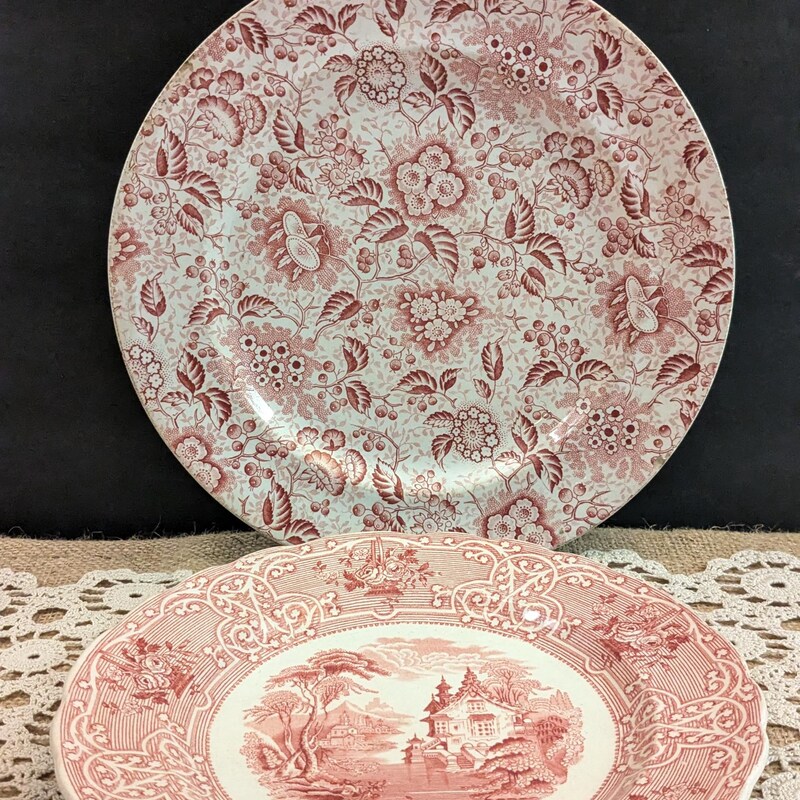 Red Transferware Plates - Etsy