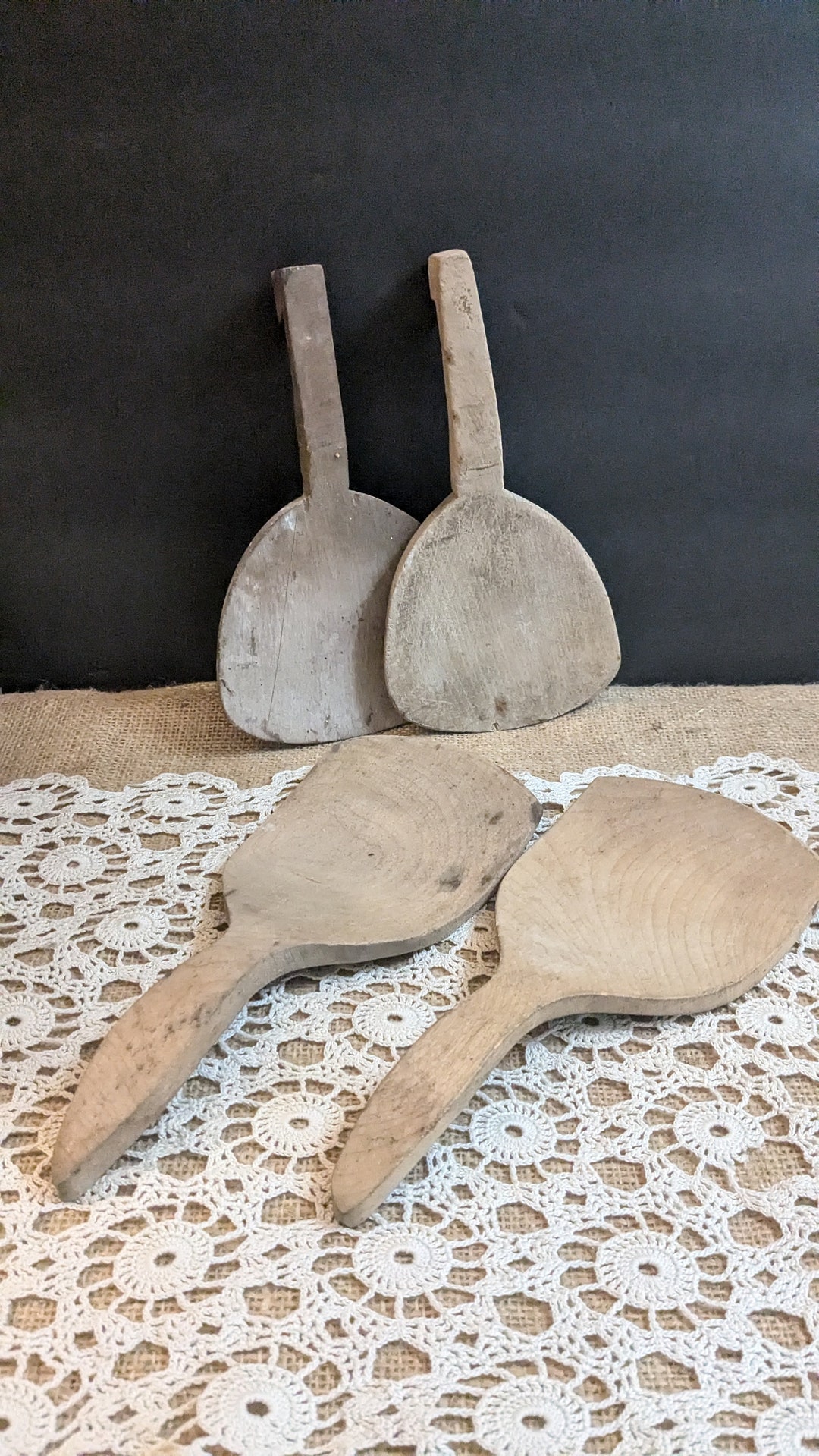 Antique Wooden Butter Paddles / Primitive Kitchen Tools / Farmhouse ...