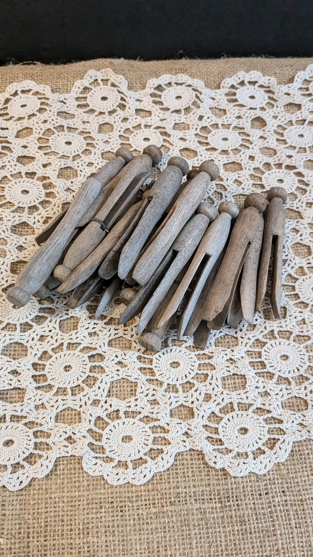 Primitive Set of 19 Wooden Clothes Pins / Farmhouse Primitive Colonial ...