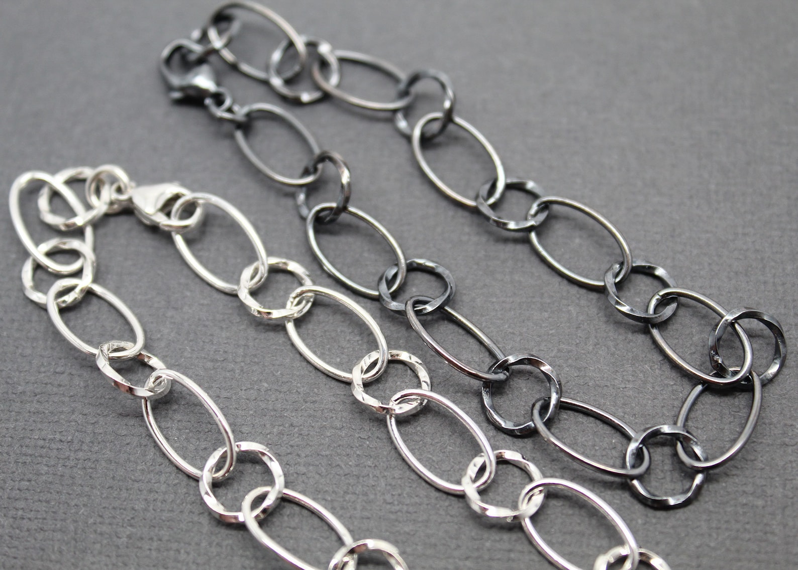 Sterling Silver Chain Bracelet 8mm Smooth Oval & Twist Round | Etsy