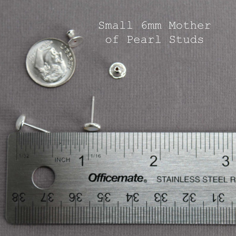 6mm Mother of Pearl Stud Earrings in Sterling Silver or Yellow Gold ...