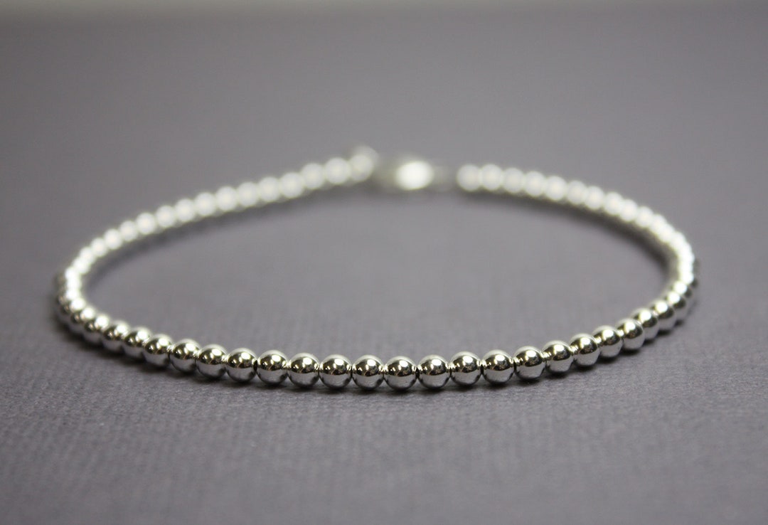3mm Sterling Silver Bead Bracelet With Clasp - Etsy