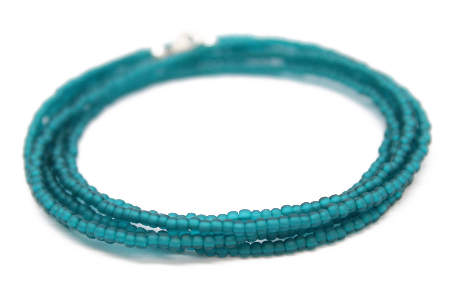 Teal Seed Bead Necklace Thin 1.5mm Single Strand - Etsy