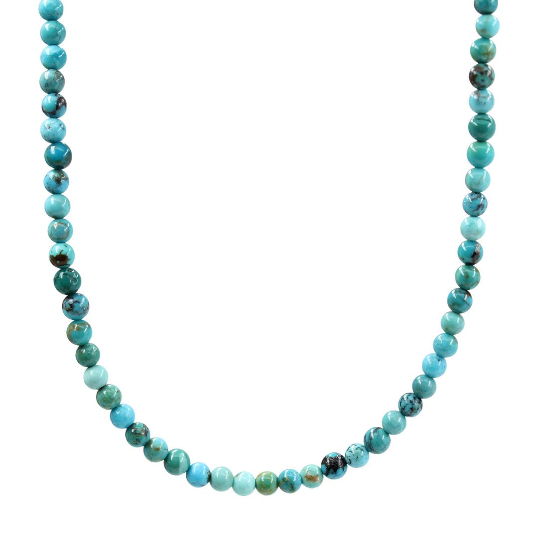 Genuine 4mm Blue Green Turquoise Bead Necklace, Made to Order Length ...