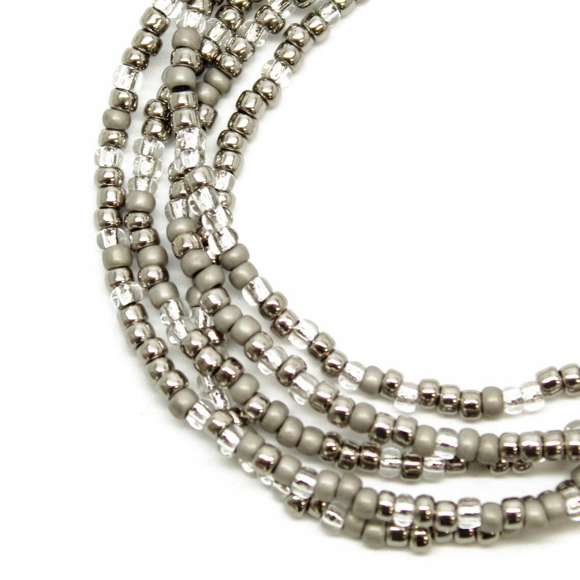 Silver and Grey Seed Bead Necklace Thin 2mm Single Strand - Etsy