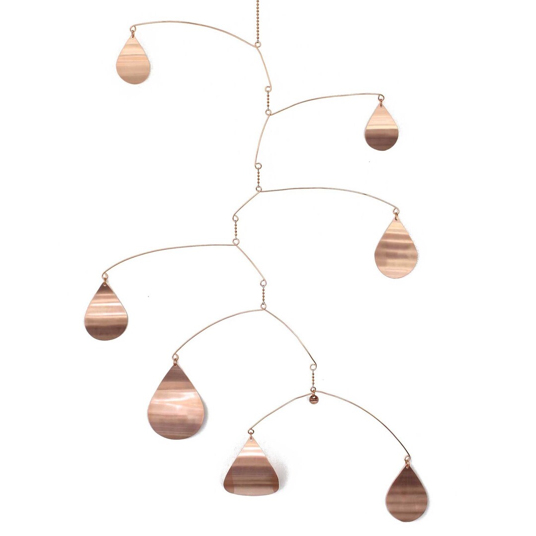 Copper Kinetic Teardrop Mobile 36 L, Copper Anniversary Gift, Metal Art ...