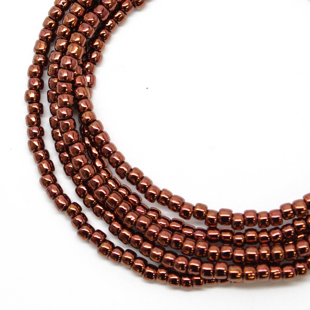 Copper Color Seed Bead Necklace, Thin 2mm Single Strand - Etsy