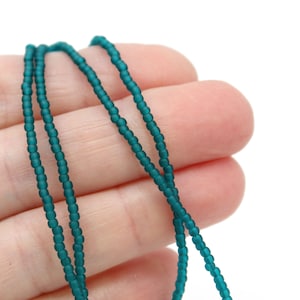 Teal Seed Bead Necklace, Thin 1.5mm Single Strand - Etsy