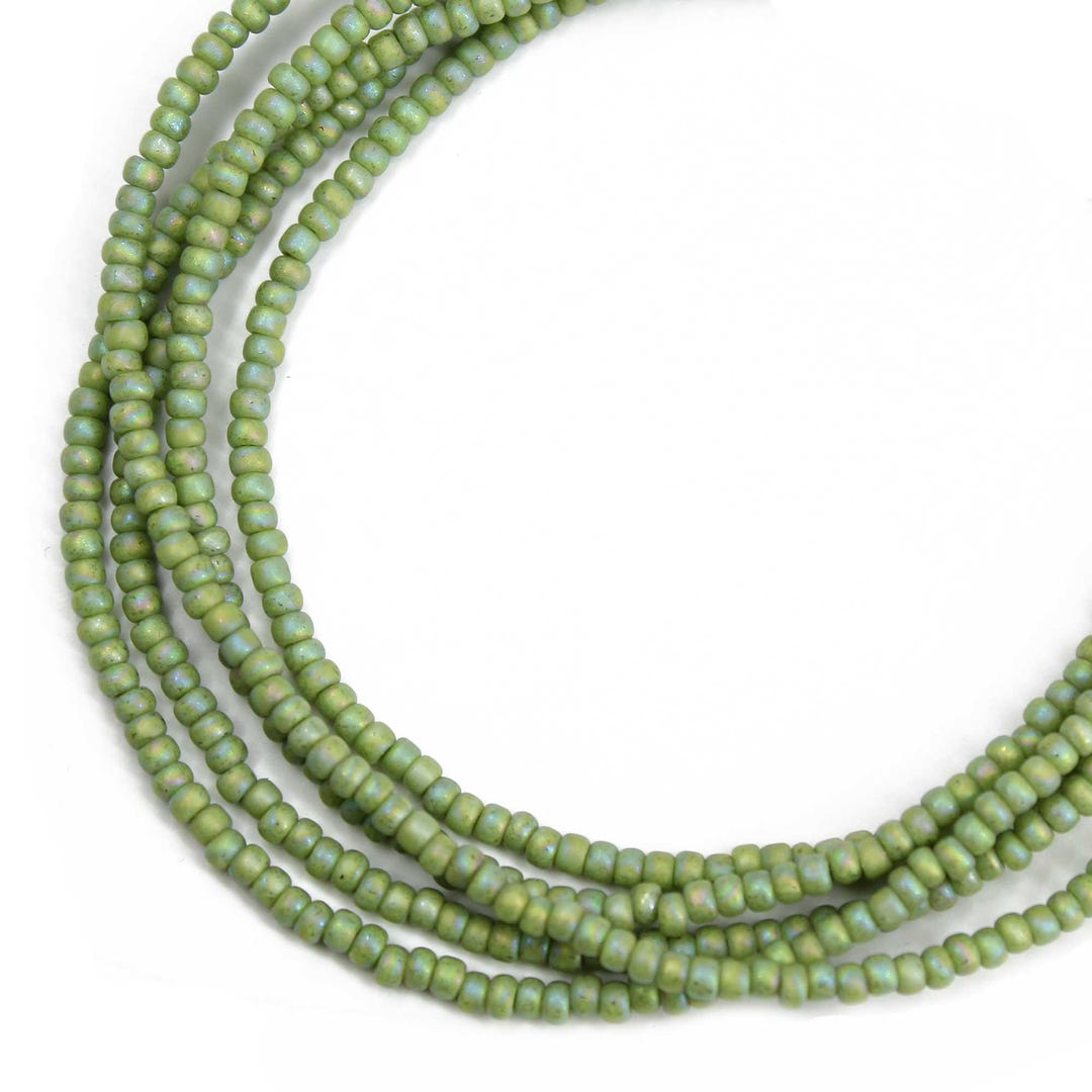 Light Green Seed Bead Necklace, Thin 1.5mm Single Strand - Etsy