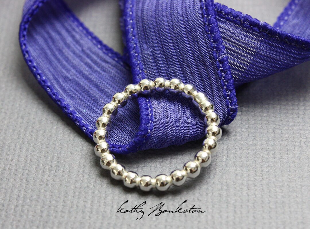 Handmade Sterling Silver Beaded Ball Ring - Stackable Thin Band Dot ...